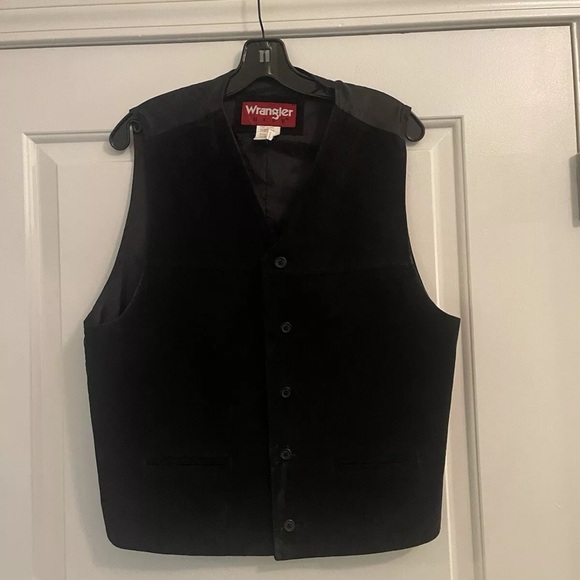 Wrangler | Suits & Blazers | Wrangler Hero Black Suede Leather Vest ...